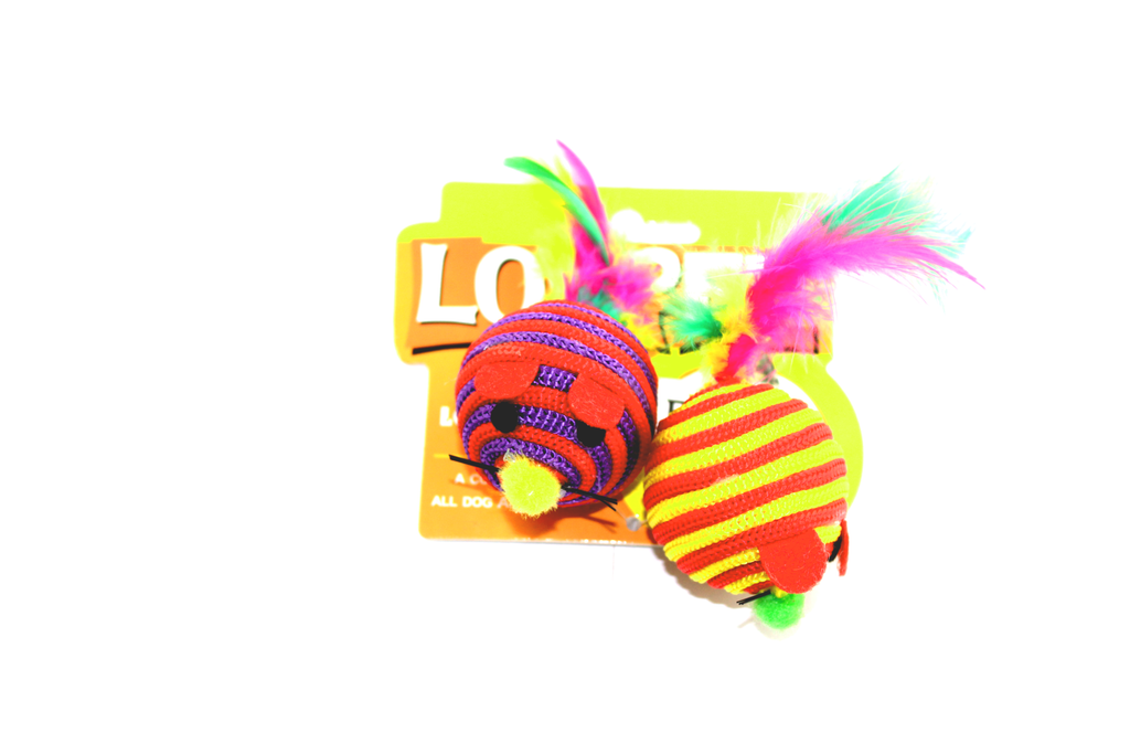 Striped Mouse Cat Toy With feather Tail - 2 Pack – The Paw Store